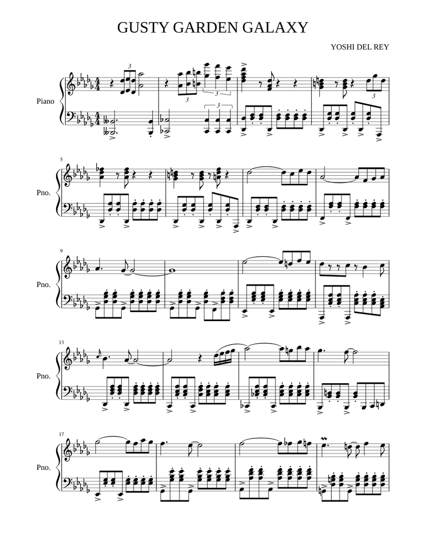 Gusty Garden Galaxy Piano Solo Sheet music for Piano (Orchestras ...