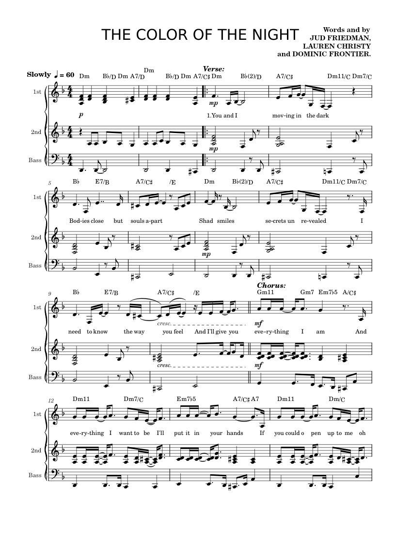 Color of the night – Lauren Christy Sheet Music with Chords for ...