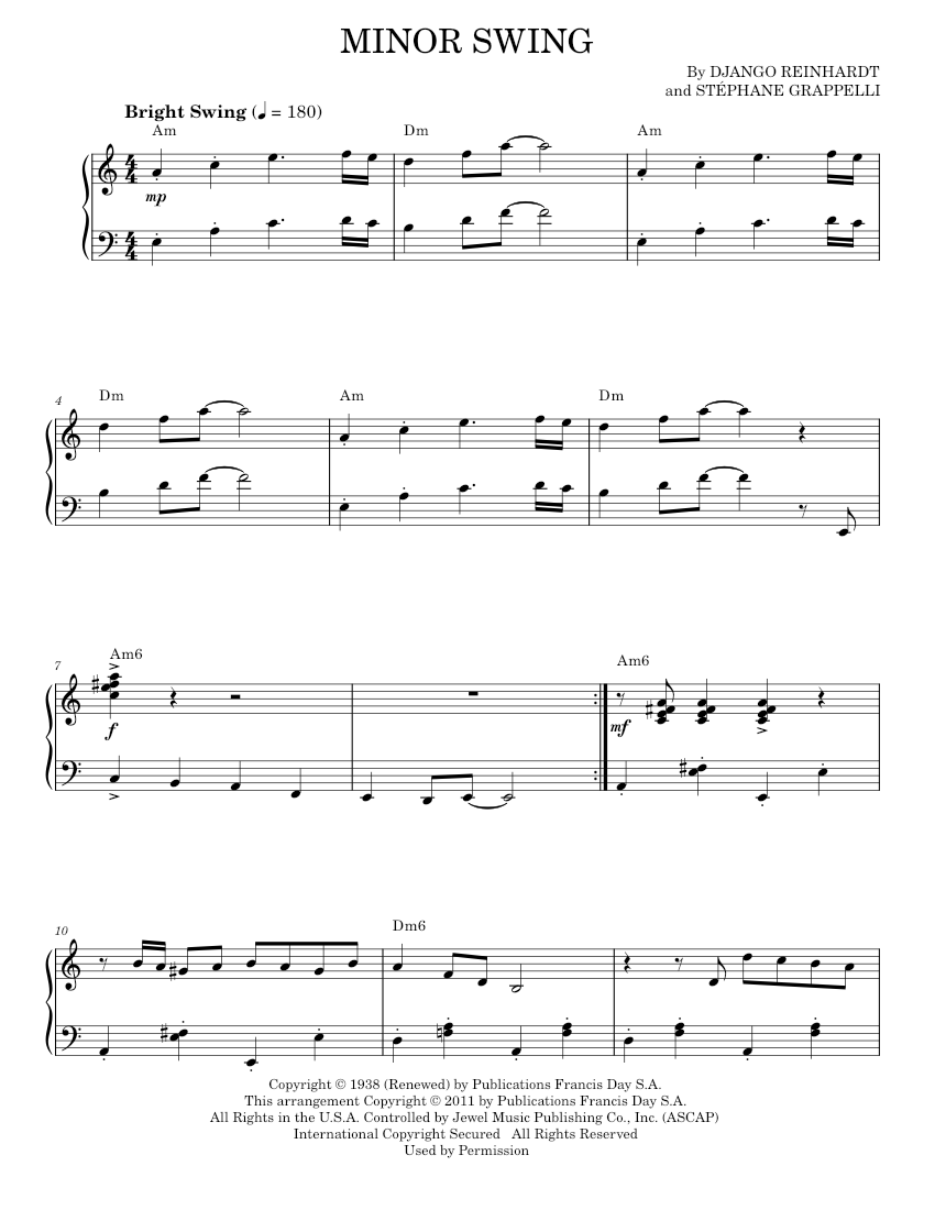Play Official version of Minor swing Sheet Music by Django Reinhardt ...