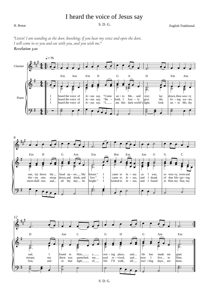I heard the voice of Jesus say - psalm étude Sheet Music for Piano ...