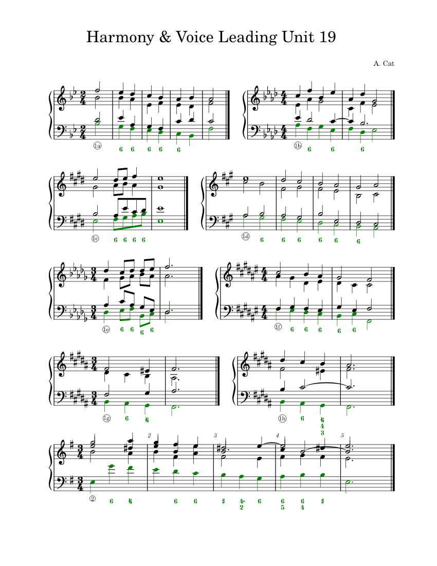 Harmony & Voice Leading Unit 19 Exercises Sheet music for Organ (Solo ...