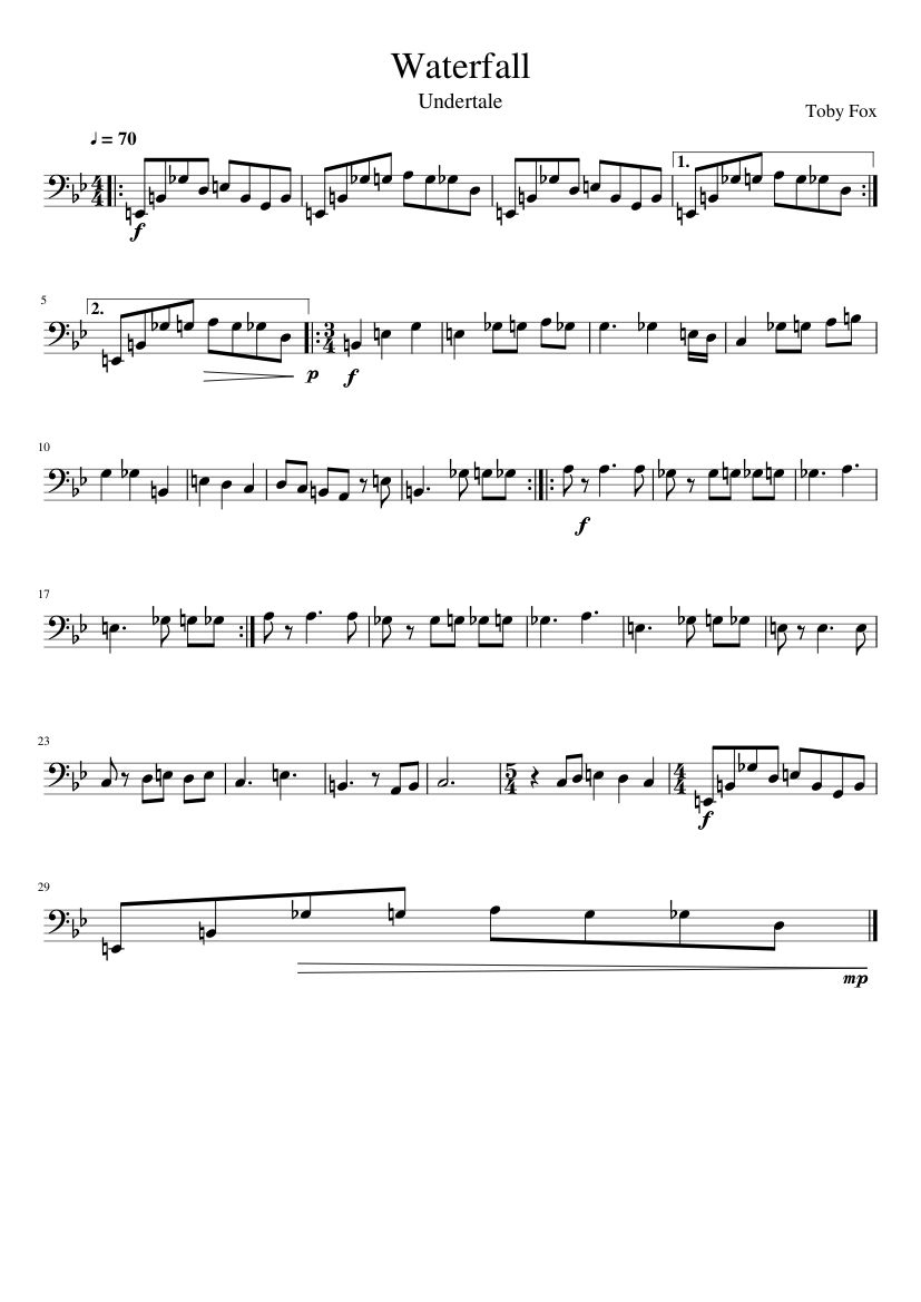 Waterfall Sheet Music for Trombone (Solo) | MuseScore.com