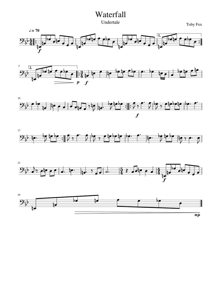 Waterfall Sheet music for Trombone (Solo) | Musescore.com