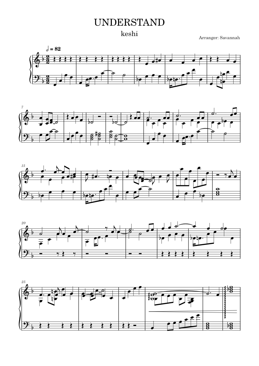 UNDERSTAND – keshi UNDERSTAND by keshi Sheet Music for Piano (Solo ...