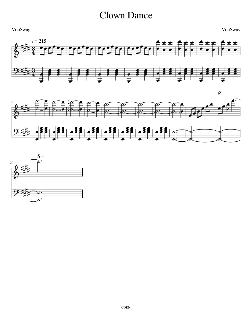 Clown Dance original work Sheet music for Piano (Orchestras ...