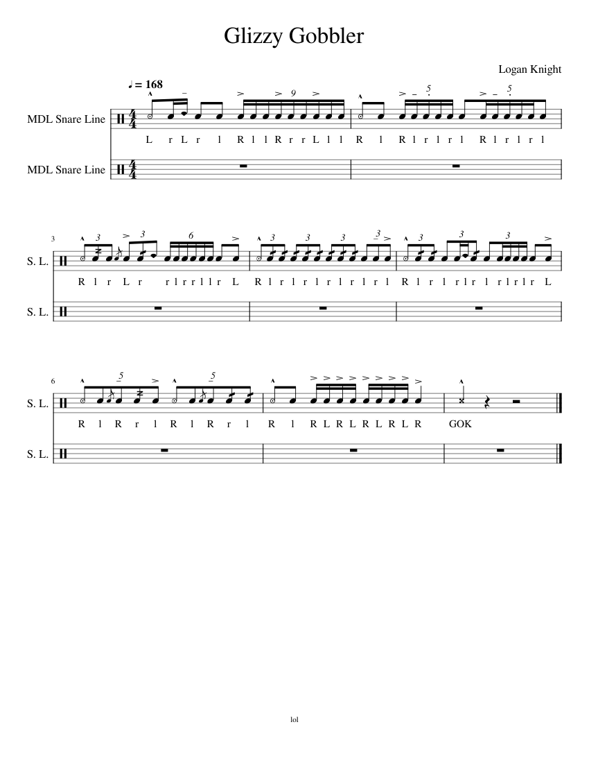 Glizzy_Gobbler Sheet music for Snare drum (Percussion Duet) | Musescore.com