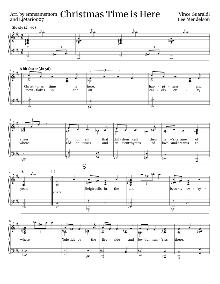 Christmas Time is Here — A Charlie Brown Christmas Sheet Music for Piano (Solo) Easy | MuseScore.com