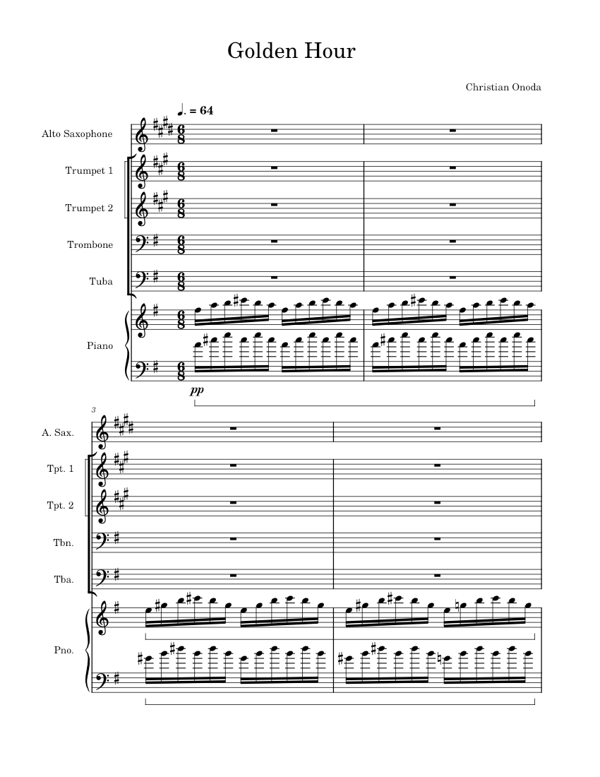 Golden hour – JVKE Golden_Hour Sheet music for Piano, Trombone, Tuba ...