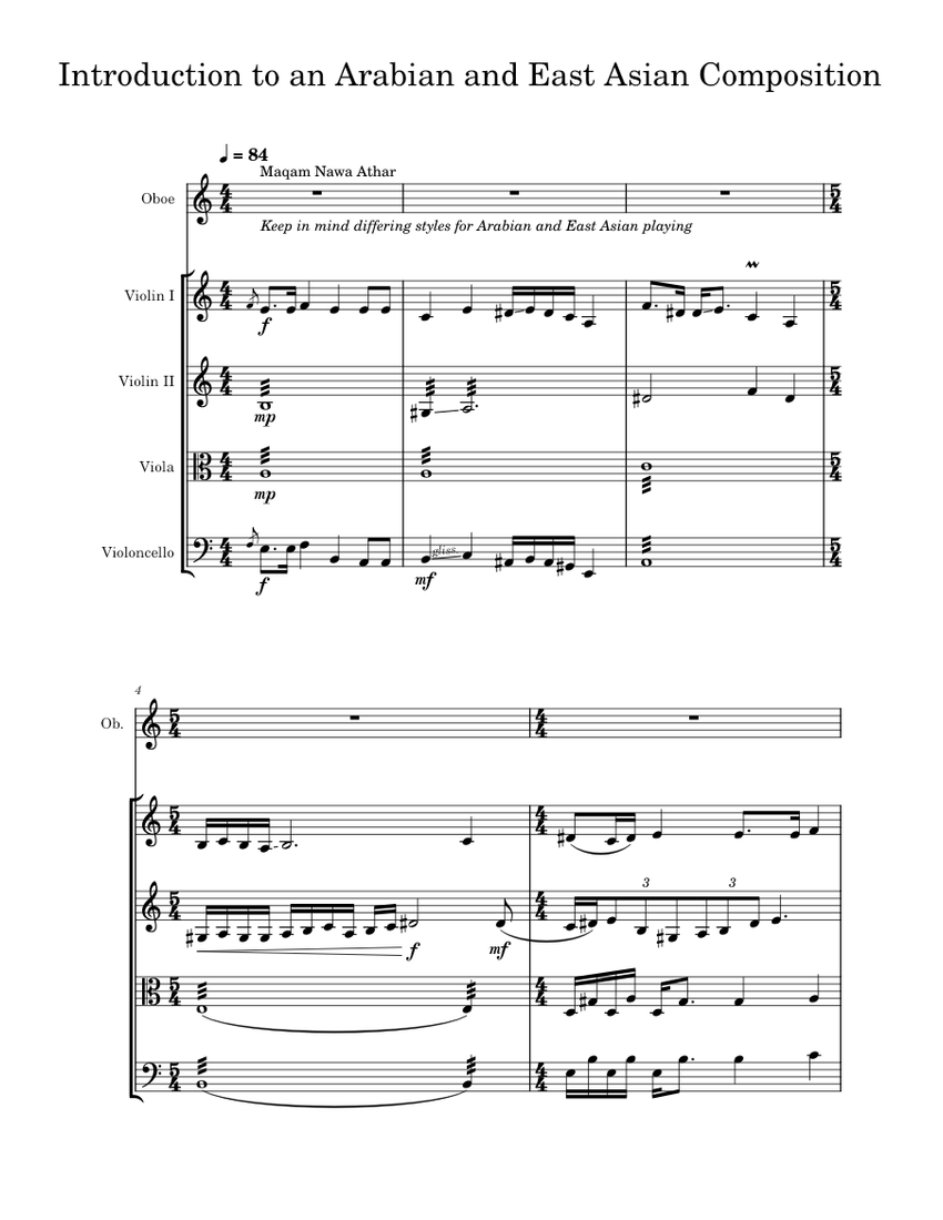 arabian + eastern introduction Sheet music for Oboe, Violin, Viola ...
