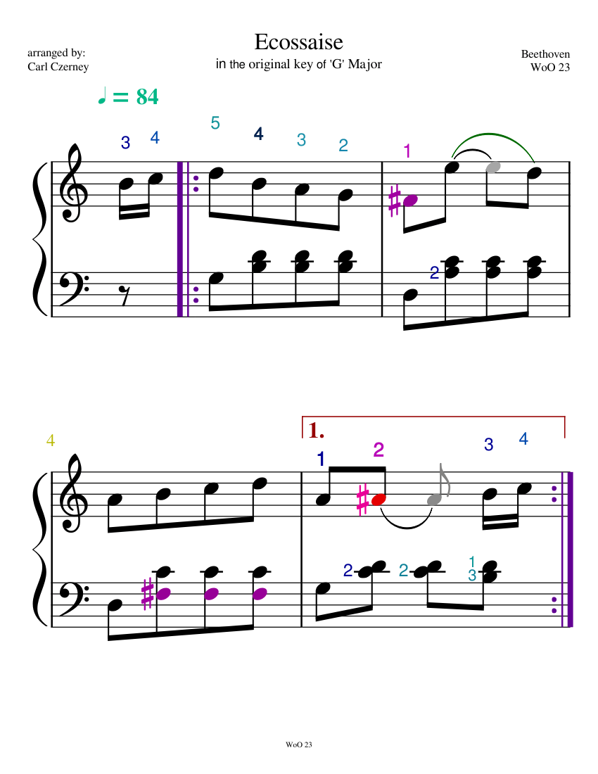 Ecossaise in G – Ludwig van Beethoven Sheet music for Piano (Solo) Easy ...