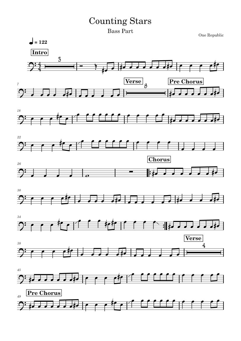 Counting stars – OneRepublic Counting stars – One Republic (Bass Part ...