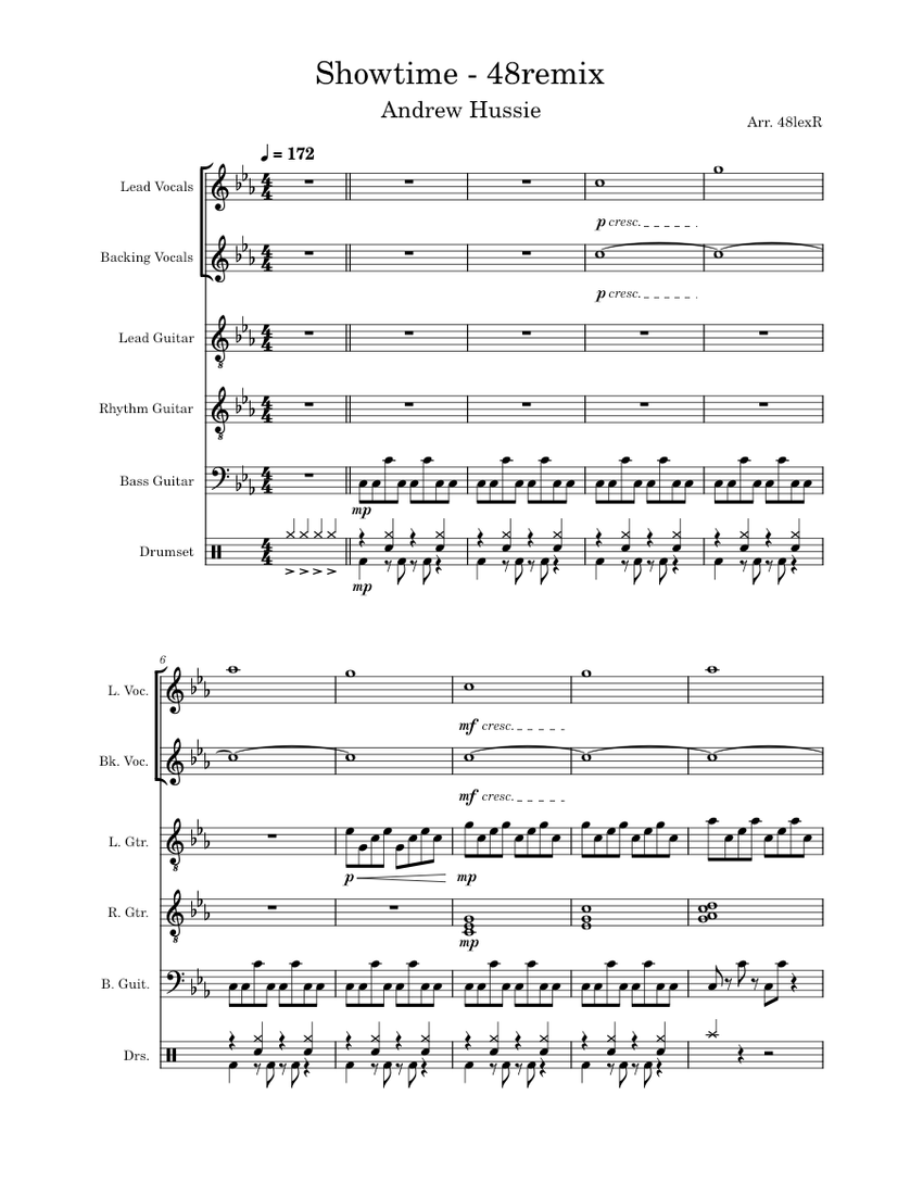 Showtime – Homestuck Sheet music for Vocals, Guitar, Bass guitar, Drum ...