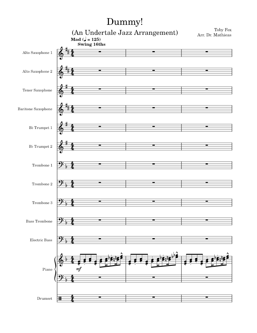 Dummy! - Jazz Band Sheet music for Piano, Trombone, Trombone bass ...