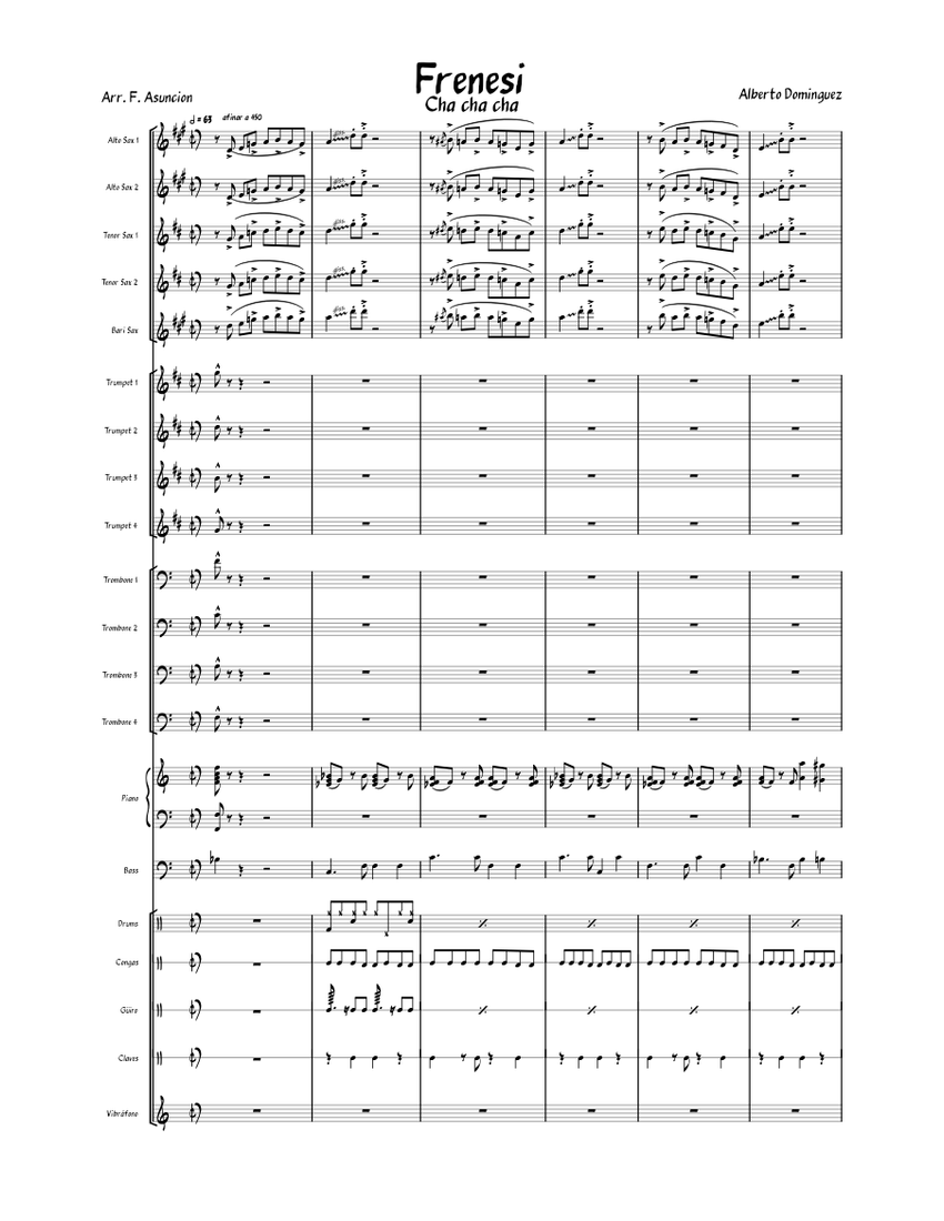 Frenesí --Cha cha cha Sheet music for Piano, Trombone, Saxophone alto ...