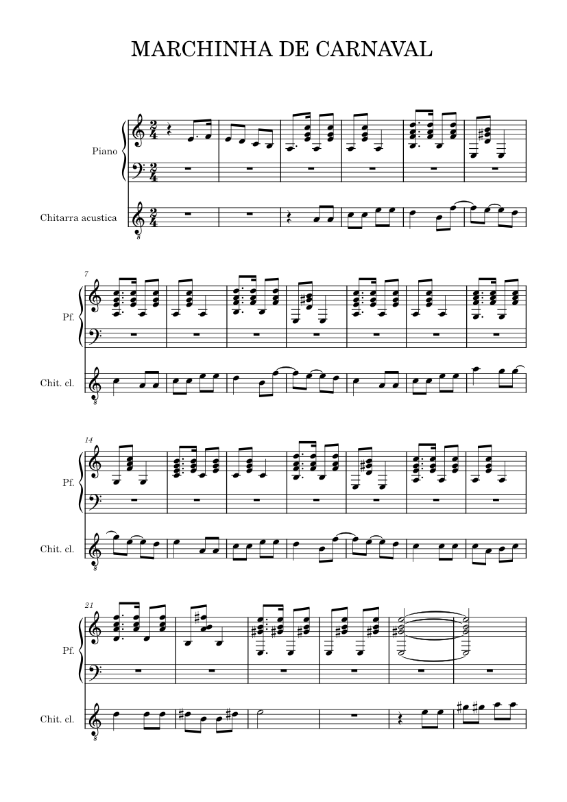 Marchinha de Carnaval Sheet music for Piano, Guitar (Mixed Duet ...
