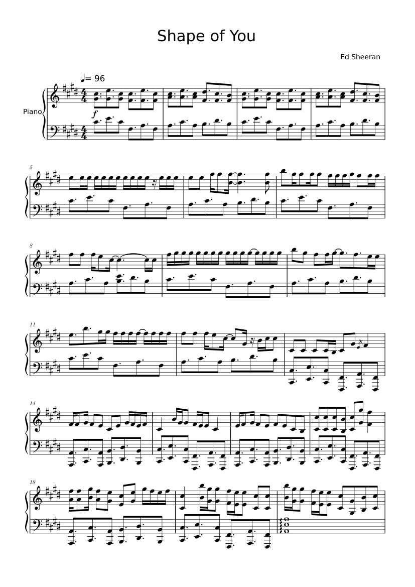 Shape of you – Epic Piano Cover Sheet music for Piano (Solo ...