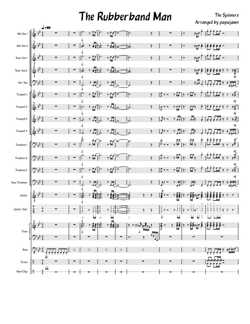 Rubberband Man – The Spinners Sheet Music for Piano, Trombone ...