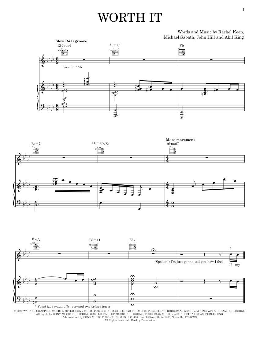 Play Official version of Worth It Sheet Music by RAYE for Piano, Vocals ...