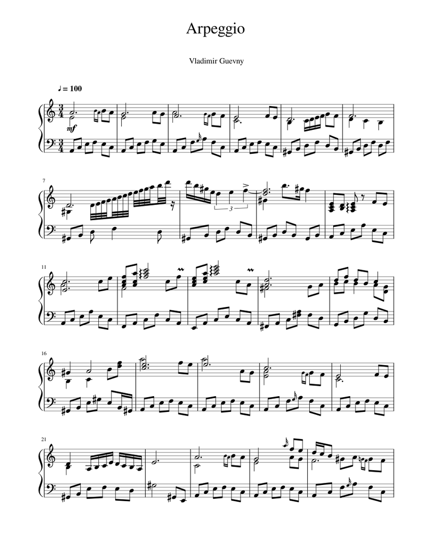 Arpeggio Sheet music for Piano (Solo) | Download and print in PDF or MIDI free sheet music ...