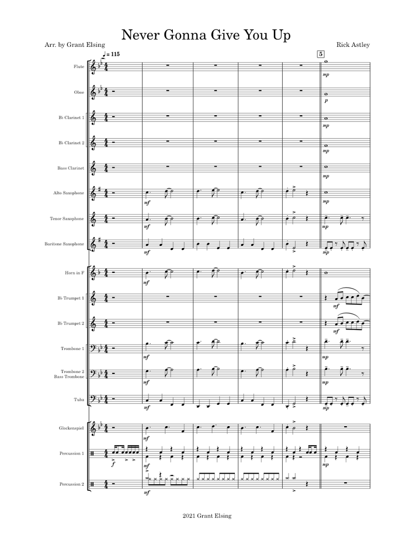 Never Gonna Give You Up – Rick Astley Sheet music for Trombone, Tuba ...