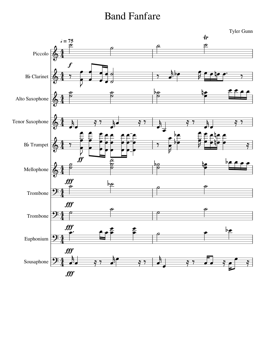 Band Fanfare Sheet music for Trombone, Euphonium, Mellophone, Flute piccolo & more instruments ...