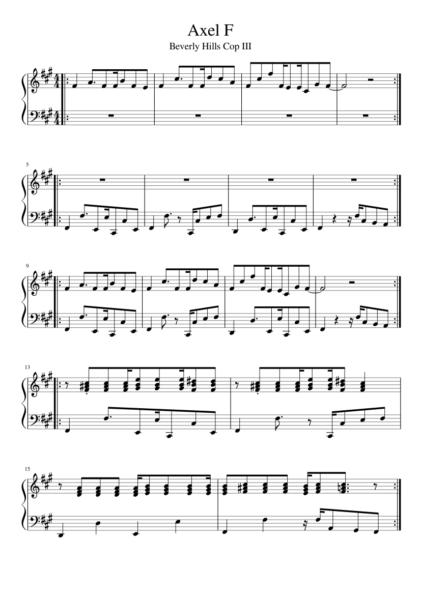 Axel F Sheet music for Piano (Solo) | Musescore.com