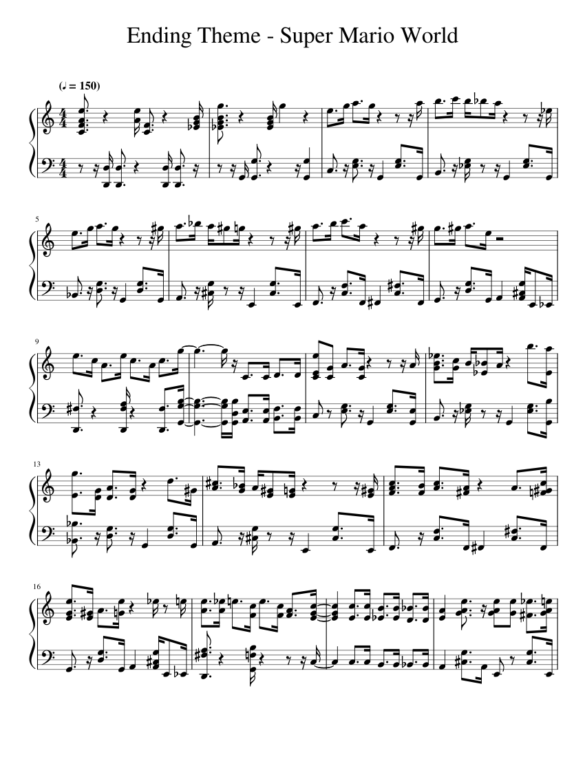 Ending Theme - Super Mario World Sheet music for Piano (Solo ...