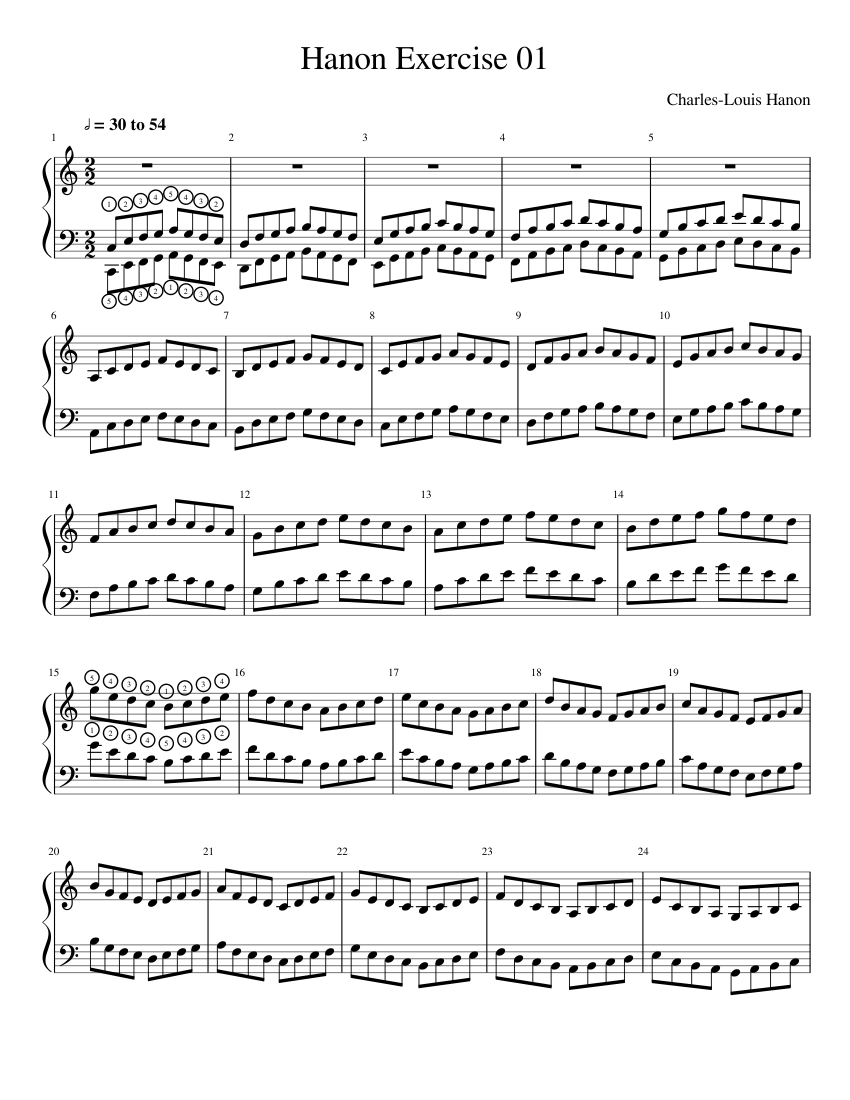 Hanon - Piano Excercise No 01 Sheet Music for Piano (Solo) Easy | MuseScore.com