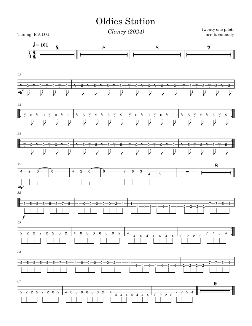 Oldies Station - Twenty One Pilots (BASS TAB) **CHANGE AUDIO SOURCE ...