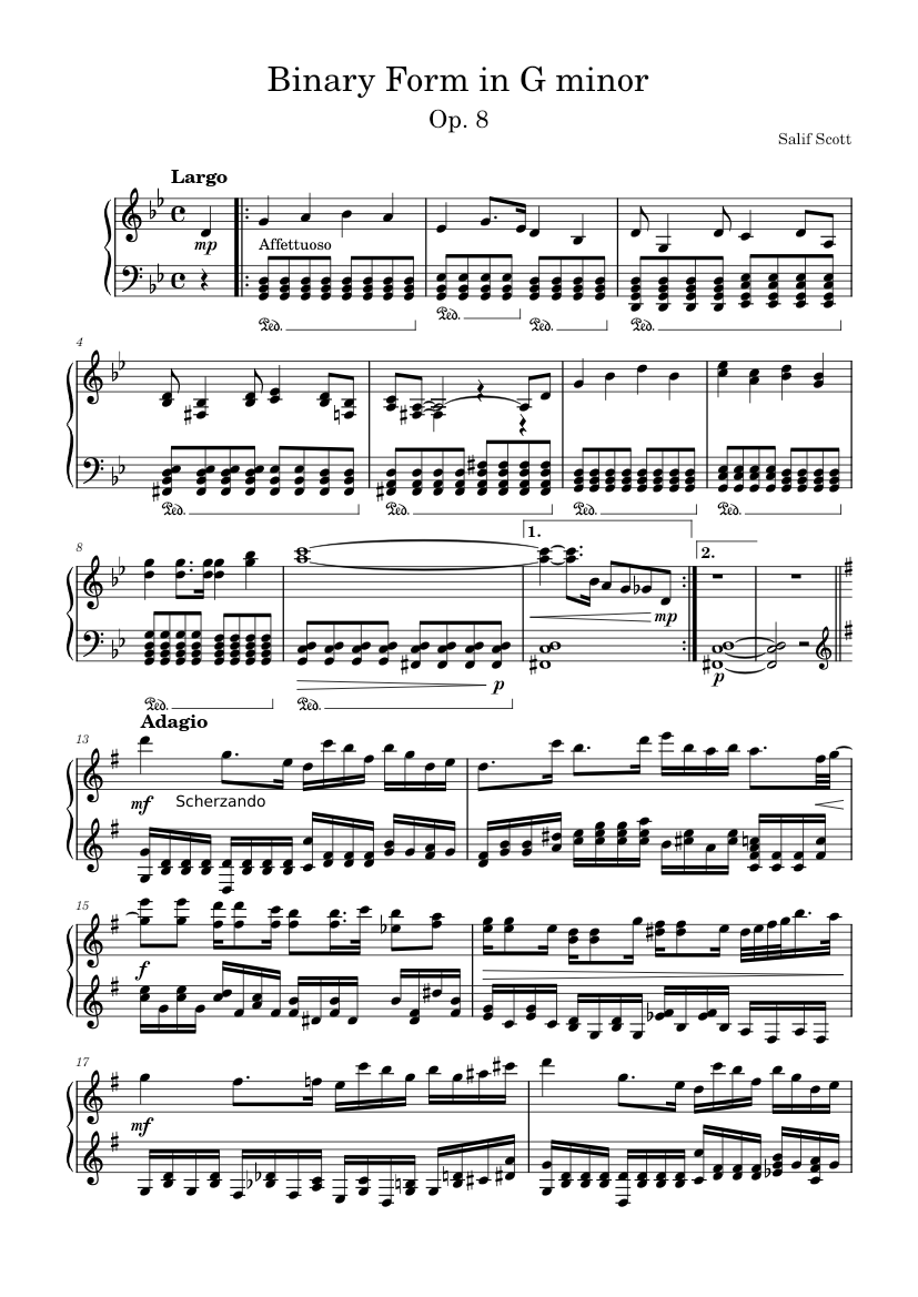 Binary Form in G minor, Op. 8 Sheet music for Piano (Solo) | Musescore.com