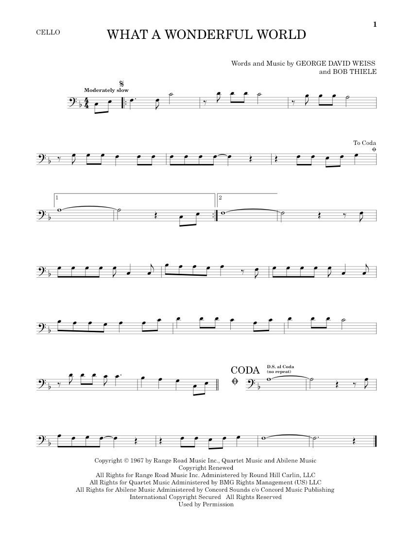 Play Official version of What A Wonderful World Sheet Music by Louis ...