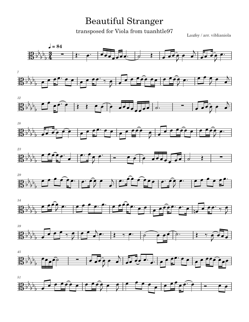 Beautiful Stranger – Laufey ,(viola sheet music) Sheet Music for Viola ...