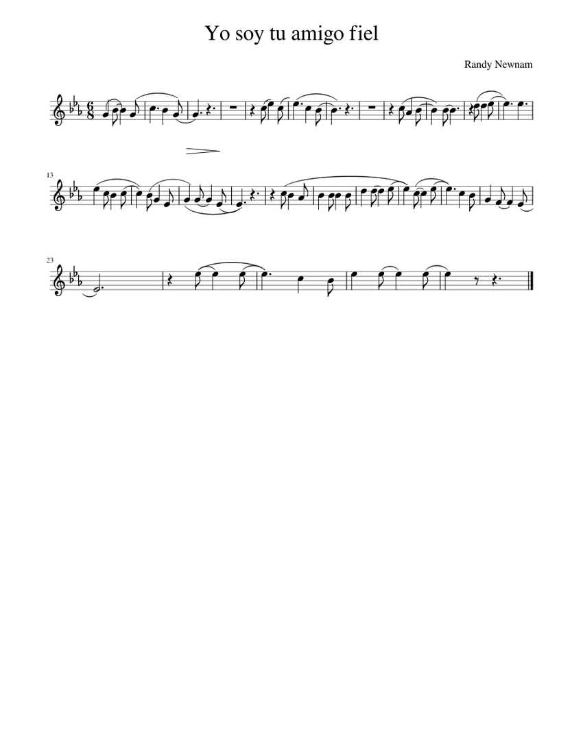 Yo_soy_tu_amigo_fiel tarea facuuuuuu Sheet music for Piano (Solo) Easy ...
