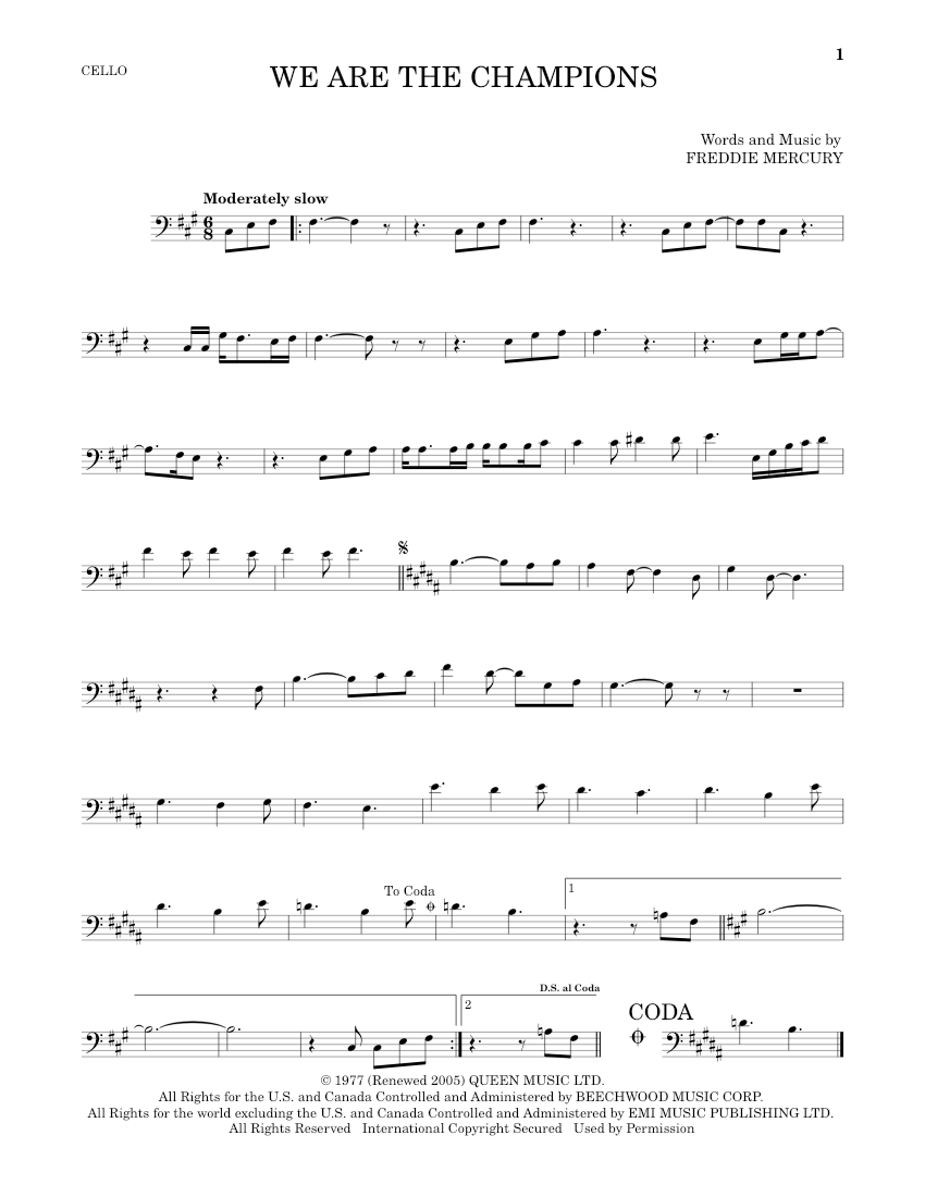 Play Official version of We are the champions Sheet Music by Queen for ...