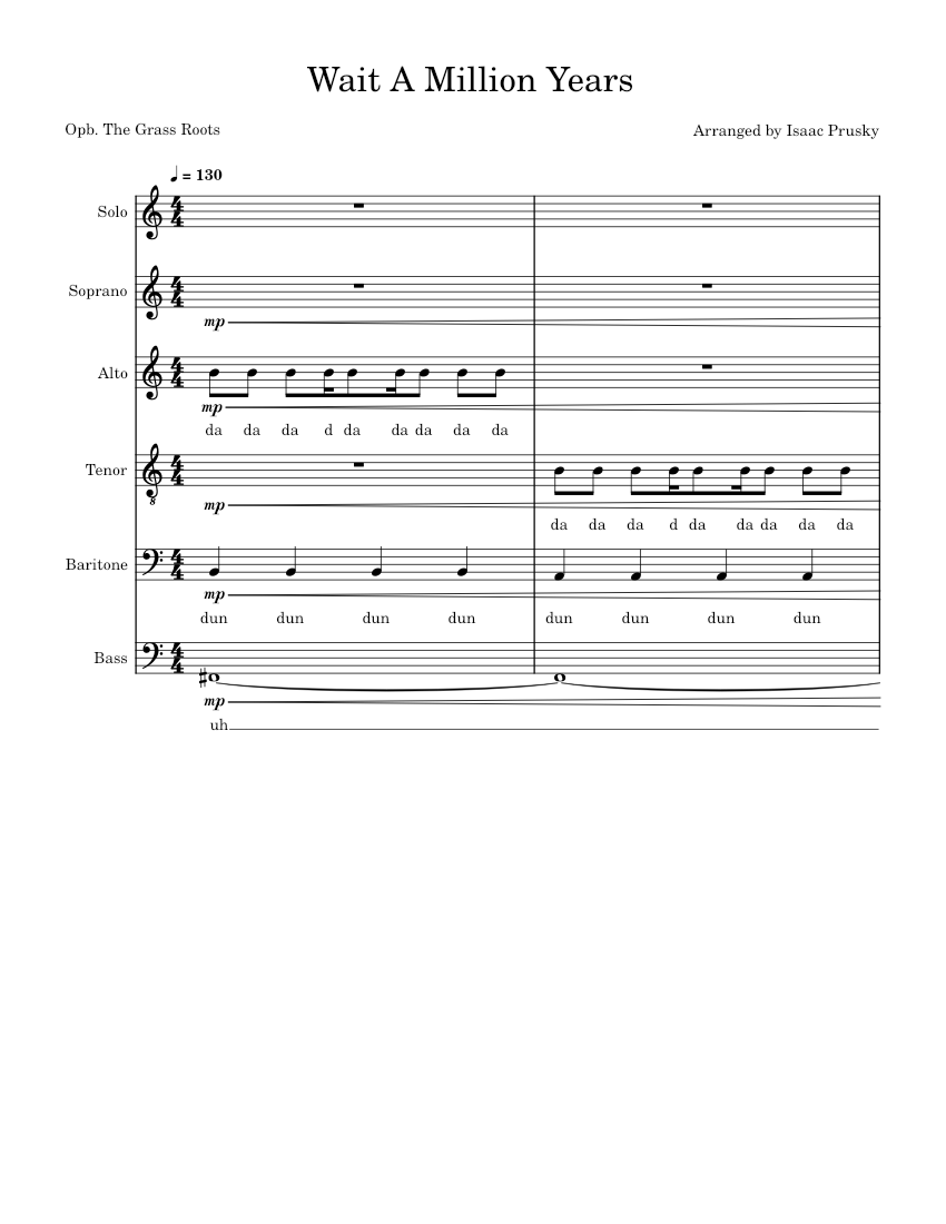 Wait a million years – Grass Roots Wait A Million Years 3 Sheet music ...