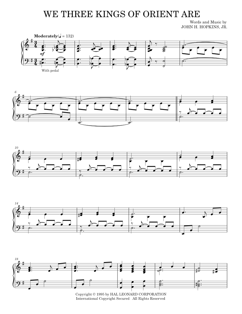 We Three Kings of Orient Are Sheet music for Piano: Music Notes