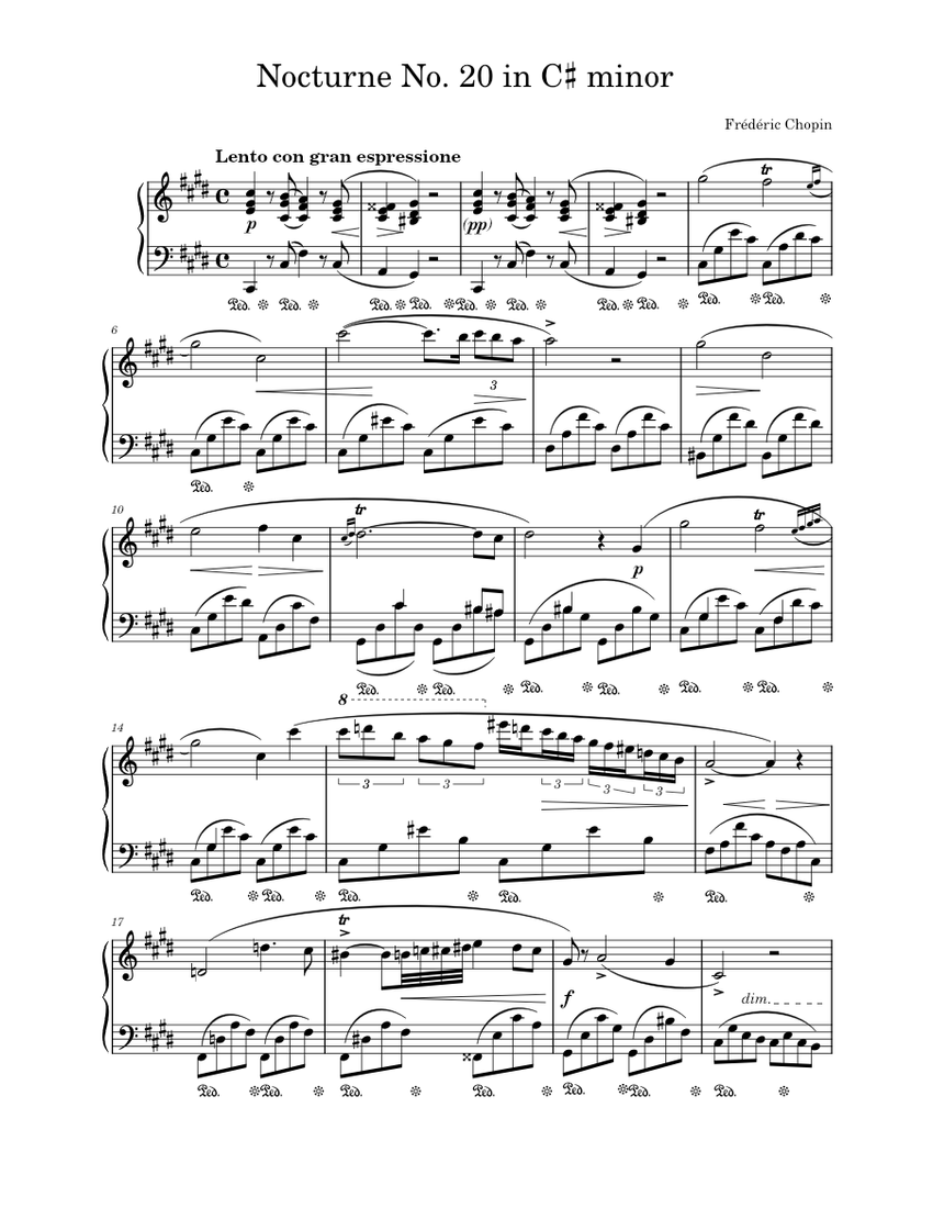 Nocturne No. 20 in C♯ minor, Op. posth. – Frédéric Chopin Nocturne No. 20 in C♯ minor, Op. posth ...
