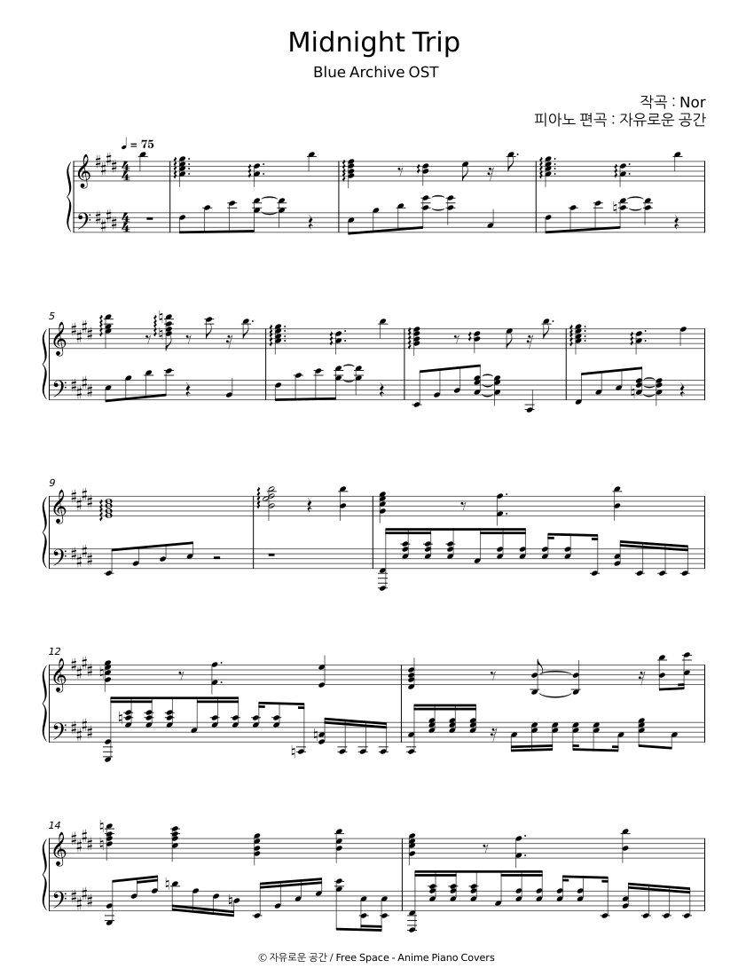 Midnight Trip - Nor Sheet music for Piano (Piano Duo) | Musescore.com