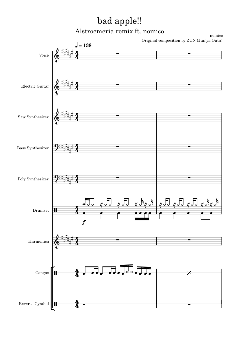 Bad Apple!! – nomico /Alstroemeria Records Sheet Music for Vocals ...
