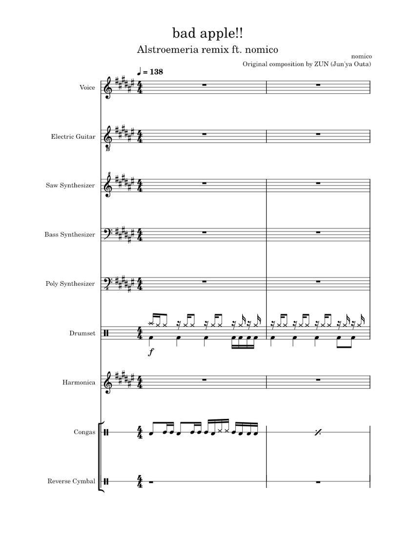 Bad Apple!! – nomico /Alstroemeria Records Sheet music for Vocals ...