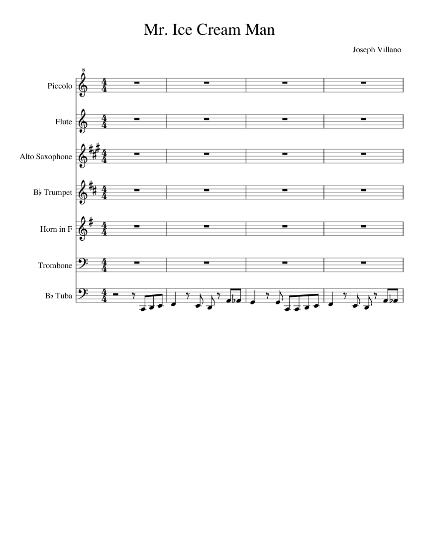 Mr. Ice Cream Man Sheet music for Trombone, Tuba, Flute piccolo, Flute ...