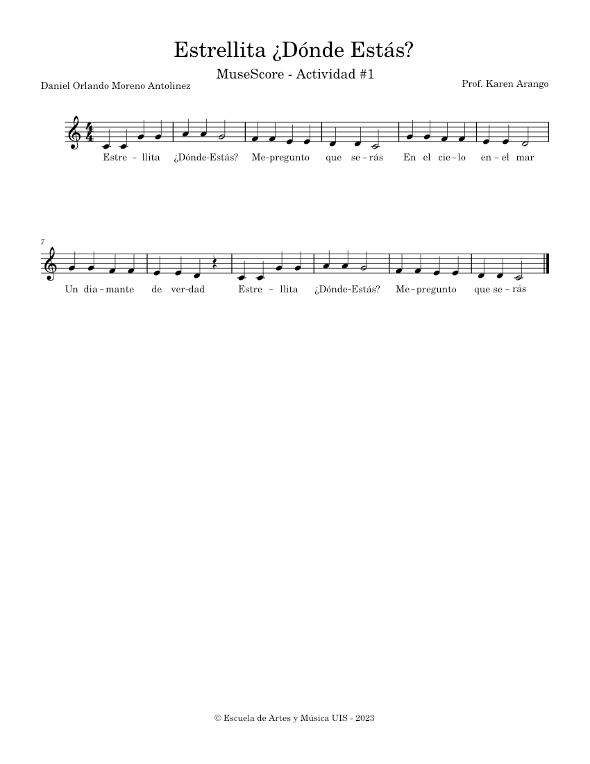 Estrellita dónde estás – Misc Traditional Estrellita Sheet music for ...