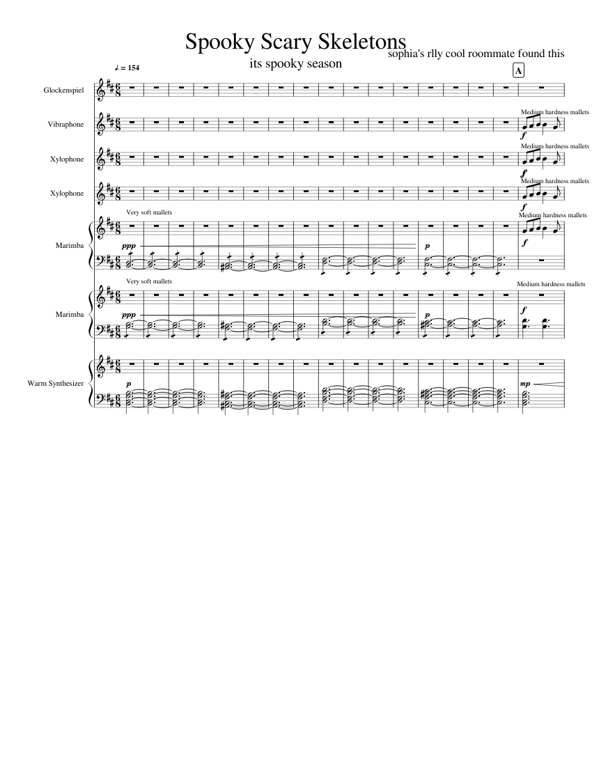 Spooky Scary Skeletons Sheet music for Vibraphone, Glockenspiel ...