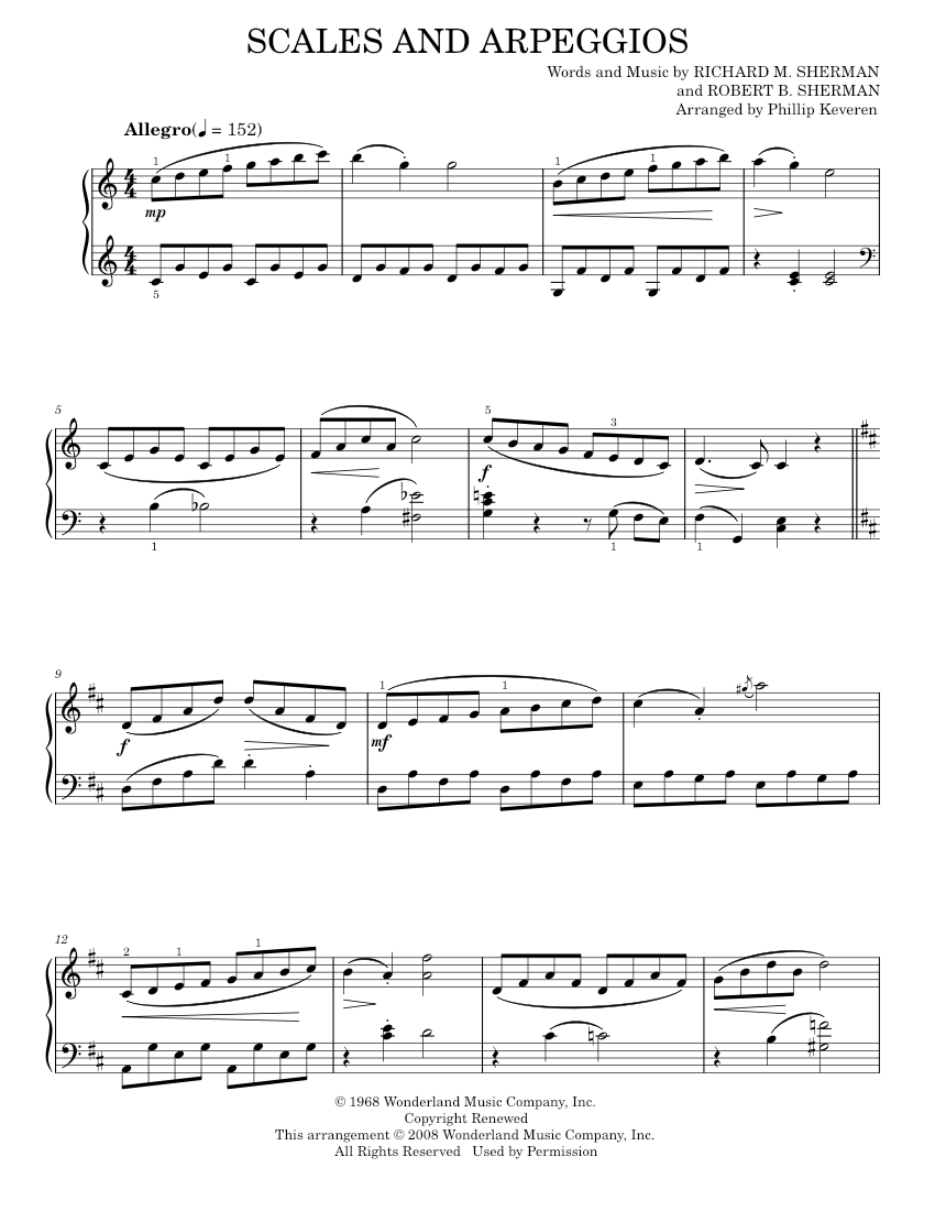 Play Official version of Scales and Arpeggios Sheet Music by Sherman Brothers for Piano ...