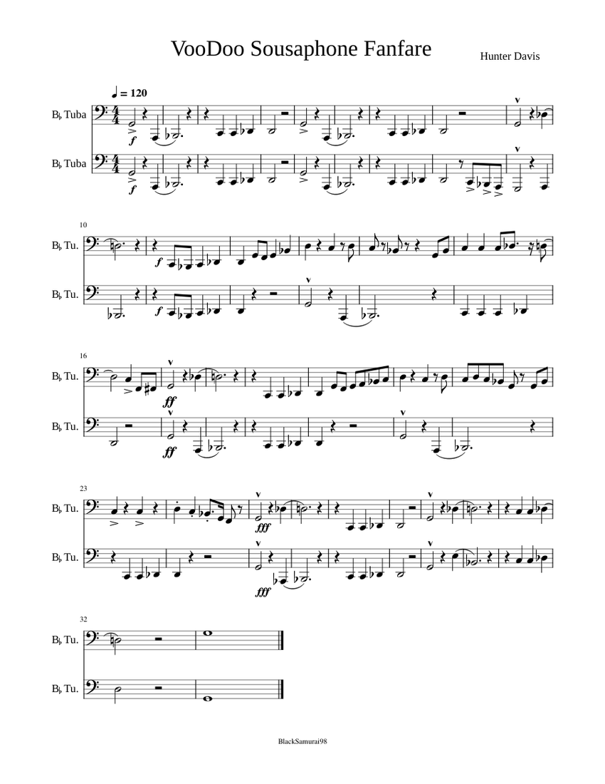 VooDoo Sousaphone Fanfare Sheet music for Brass (other) (Brass Duet) | Musescore.com