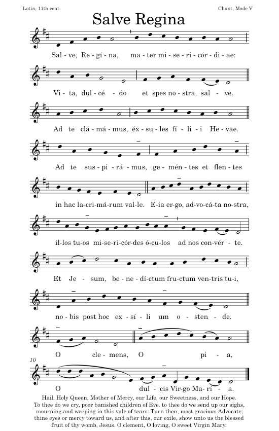 Salve regina – Misc Traditional Salve Regina Sheet Music for Voice (other) (Solo) | MuseScore.com