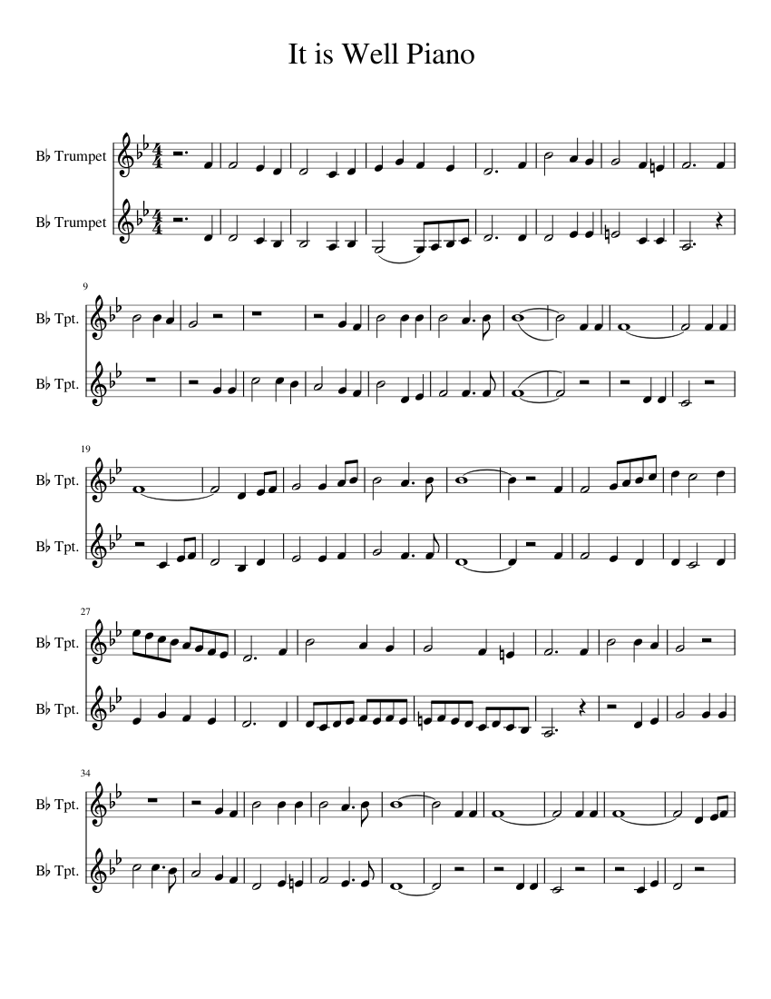 It is Well Piano Sheet music for Trumpet (In B Flat) (Brass Duet ...