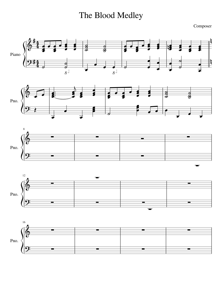 The Blood Medley Sheet music for Piano (Piano Duo) | Musescore.com