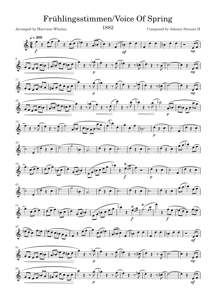 Voices Of Spring/Frühlingsstimmen Sheet music for Flute (Solo ...