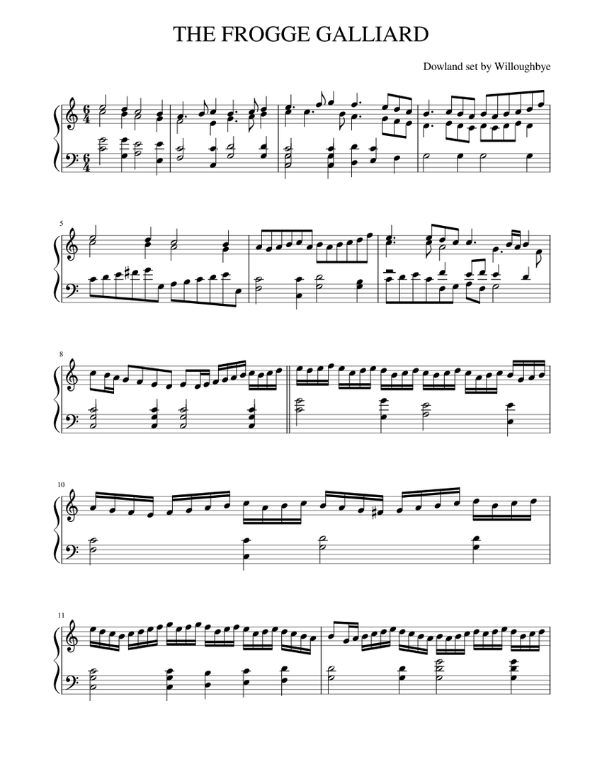 the frogge (galliard) / Dowland set by Willoughbye Sheet music for ...